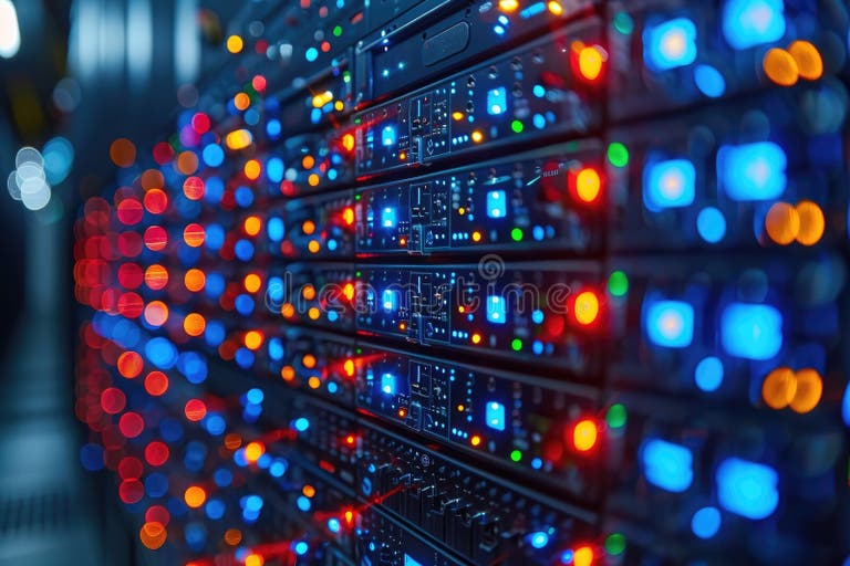 Luminous Server Rack stock illustration. Illustration of data - 352300268