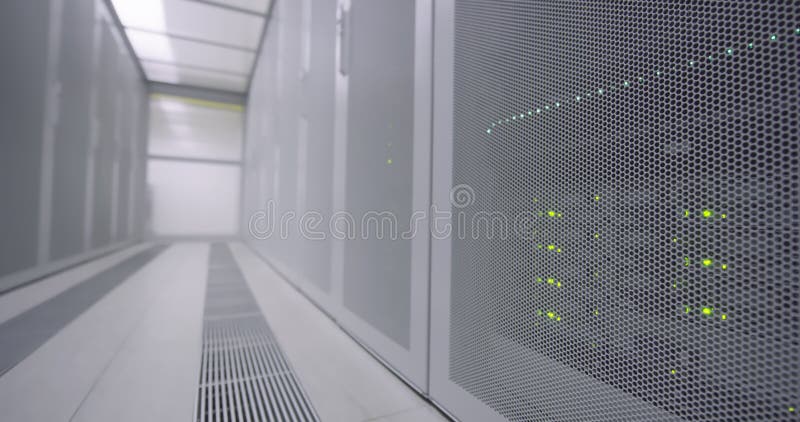 Closeup of Server Room Rack in Big Data Center Office Space. Server ...
