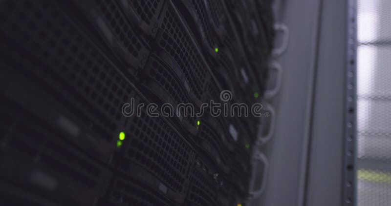 Closeup of Server Room Rack in Big Data Center Office Space. Server ...