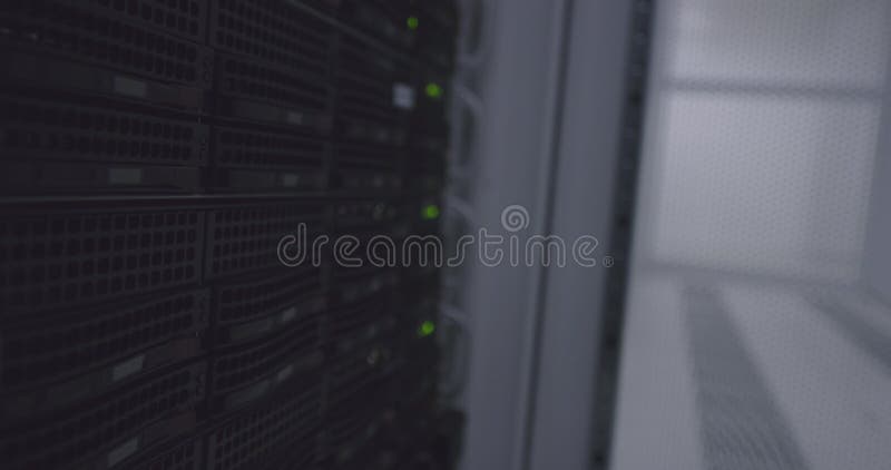 Closeup of Server Room Rack in Big Data Center Office Space. Server ...