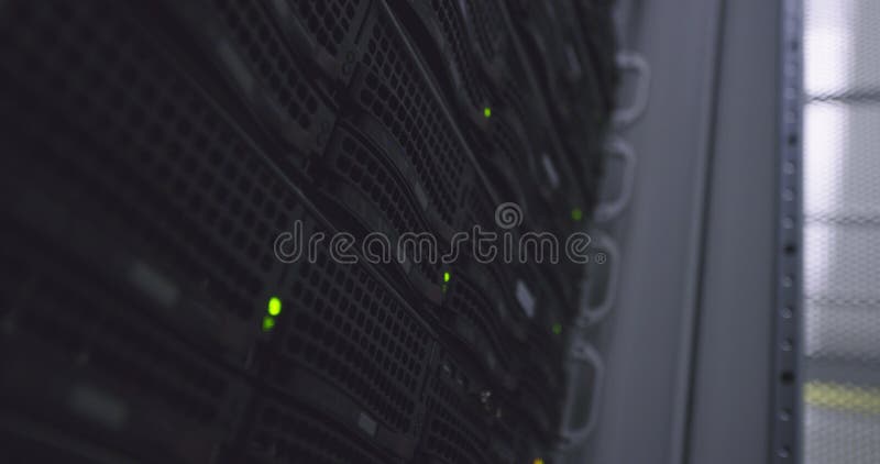 Closeup of Server Room Rack in Big Data Center Office Space. Server ...