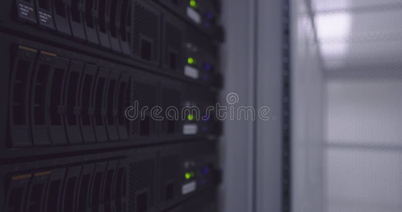 Closeup of Server Room Rack in Big Data Center Office Space. Server ...