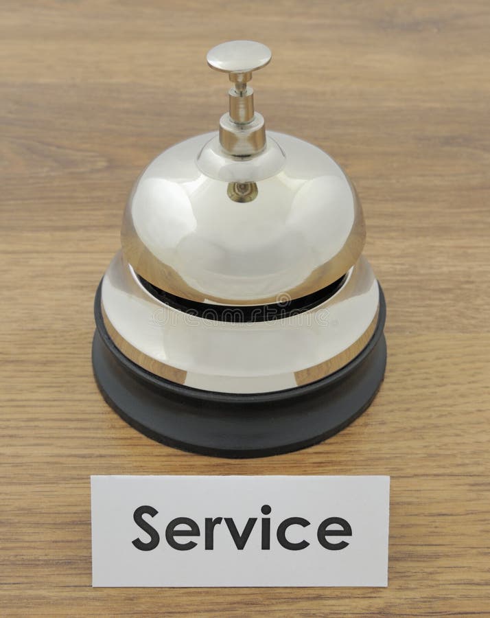 Closeup of Service Bell on Wooden Desk Stock Photo - Image of bell ...