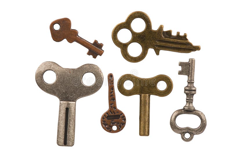 Closeup on a Set of Old Keys, Isolated on White Background. Stock Photo ...
