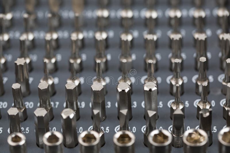 Closeup of Set of Screwdriver Heads of Various Types. Stock Image ...