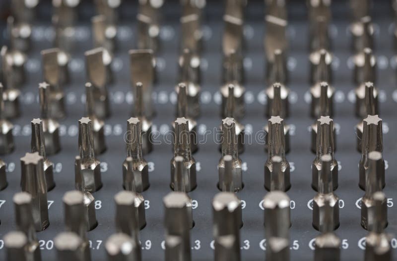Closeup of Set of Screwdriver Heads of Various Types. Stock Photo ...