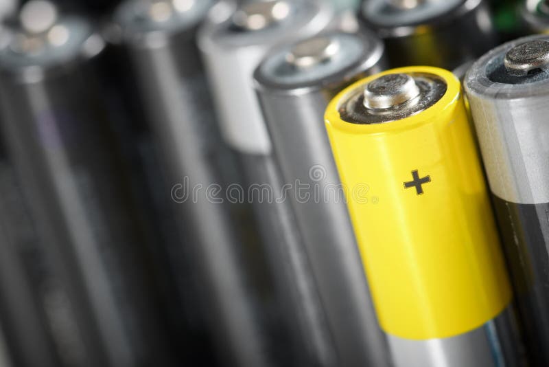 Closeup of a Set Small Batteries Stock Image - Image of duty, chemical ...