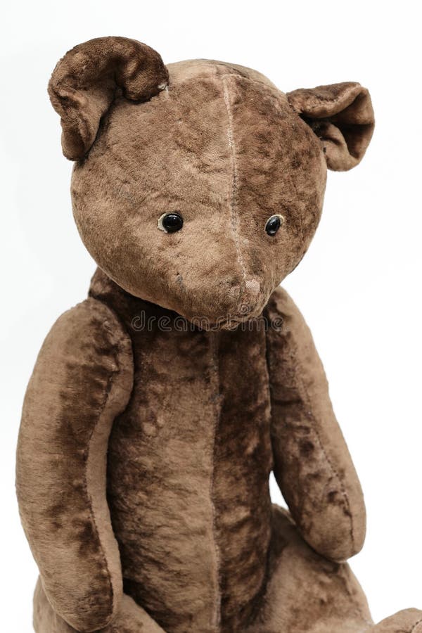 Closeup of a Shabby Teddy Bear Toy on a White Stock Image - Image of ...