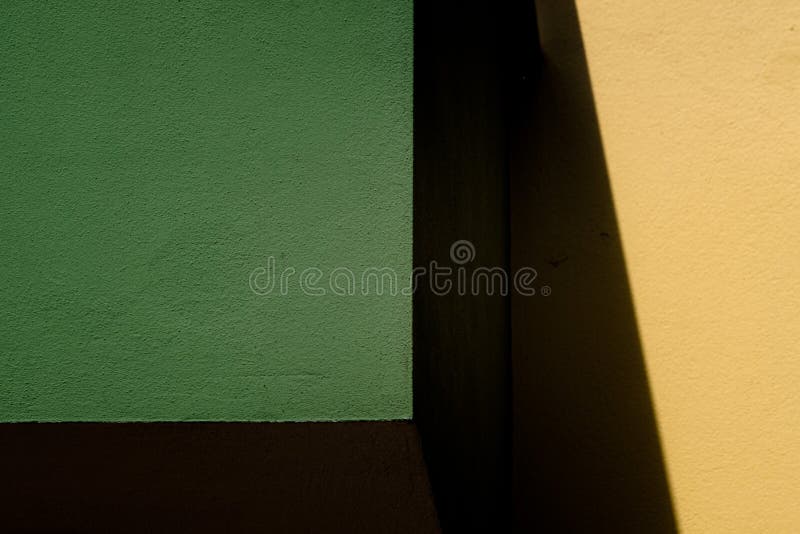 Closeup of the Sharp Angles of a Building, Yellow and Green Colored ...
