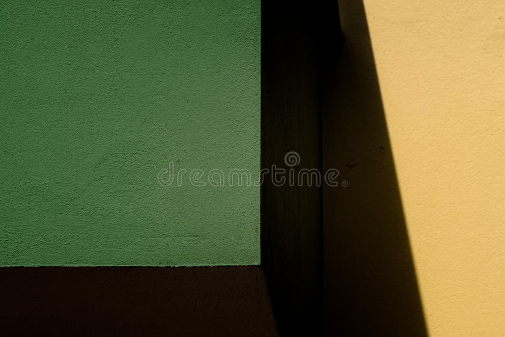 Closeup of the Sharp Angles of a Building, Yellow and Green Colored ...