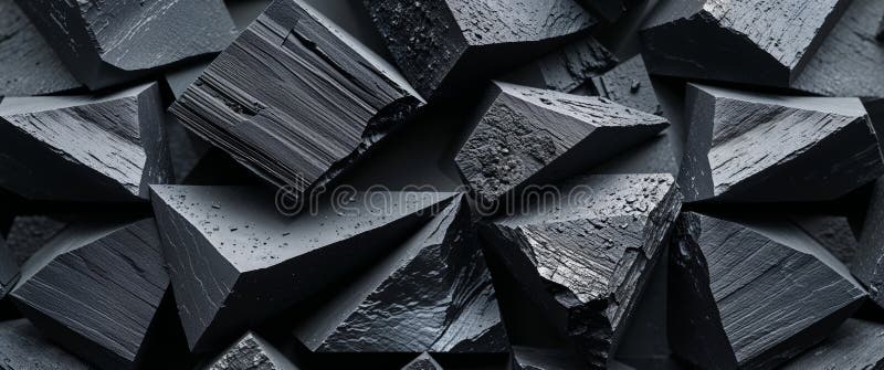 Closeup of Sharp Angular Black Coal Pieces Stacked Together Stock Photo ...