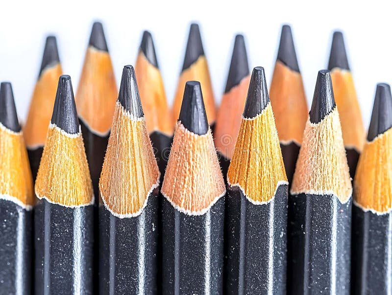 Closeup of Sharpened Black Pencils, Showcasing Texture and Detail. a ...