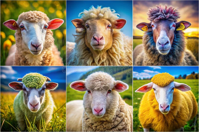Closeup Sheep Collage Stock Illustrations – 3 Closeup Sheep Collage ...