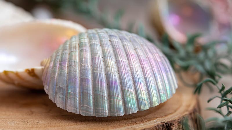 Closeup of Shimmering Iridescent Seashell with Natural Texture on ...