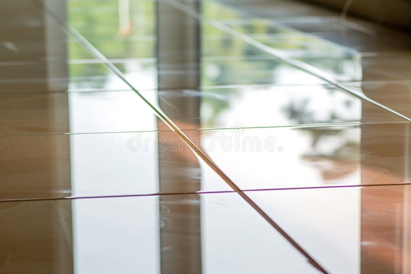 Closeup of Shiny Ceramic Floor Tiles with Reflection Stock Photo ...