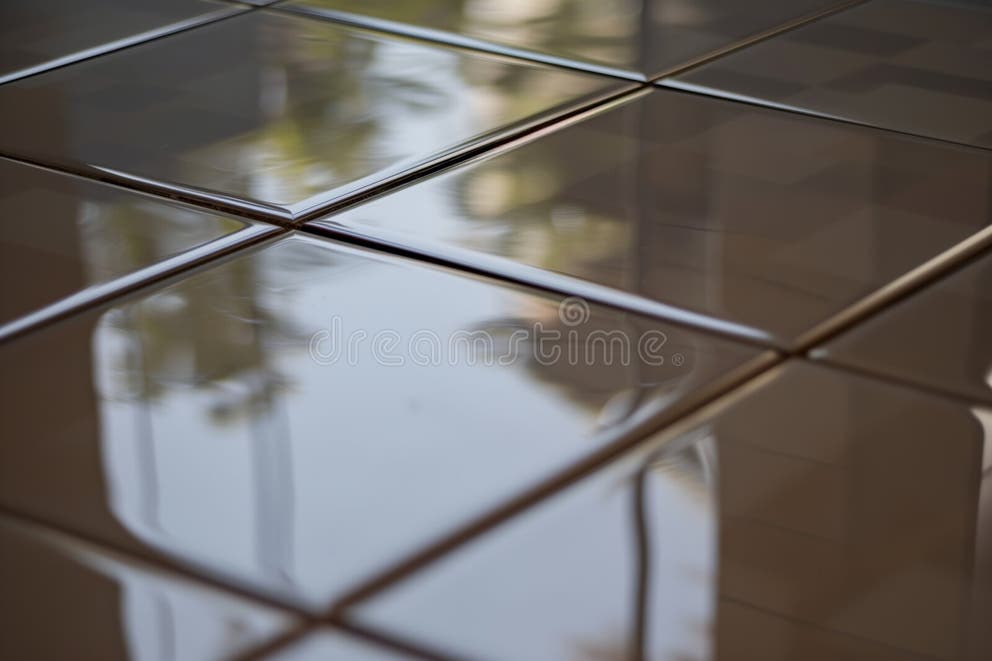 Closeup of Shiny Ceramic Floor Tiles with Reflection Stock Photo ...