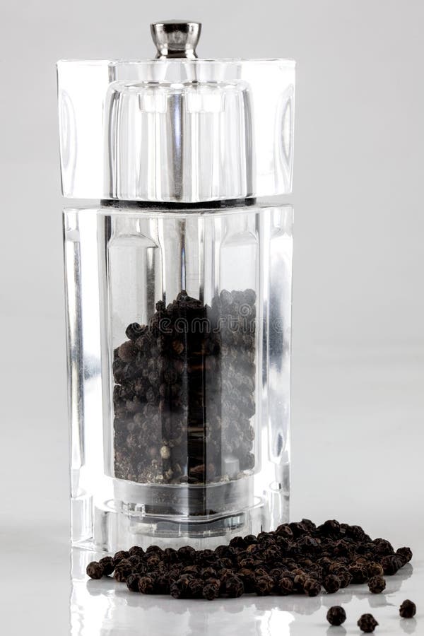 A Closeup of a Shiny Clear Pepper Grinder. Stock Photo - Image of ...