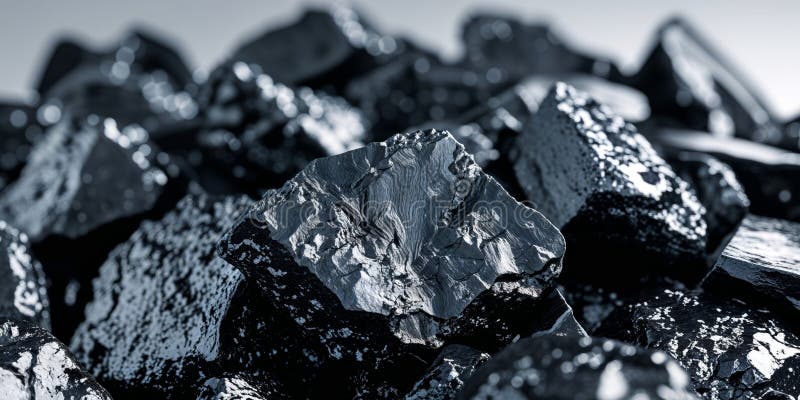 Closeup of Shiny Coal Stones with Sharp Textures and Black Surfaces ...