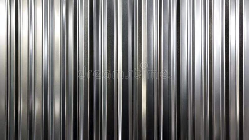 Closeup of Shiny Galvanized Ribbed Steel Sheet Roofing in Modern ...