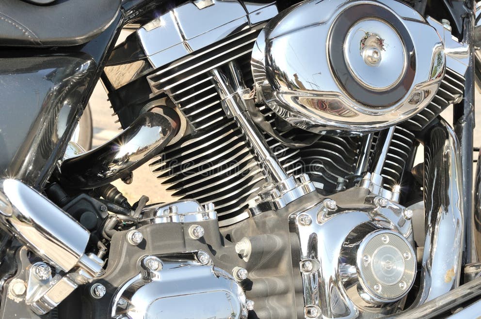 Closeup of Shiny Motorcycle Engine Stock Image - Image of horsepower ...