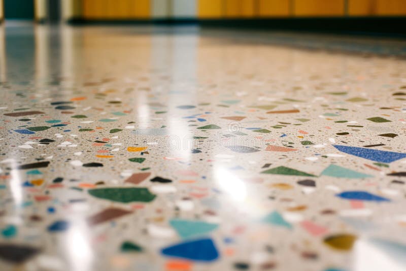 Closeup of Shiny New Terrazzo Floor with Multicolored Chips Stock Image ...