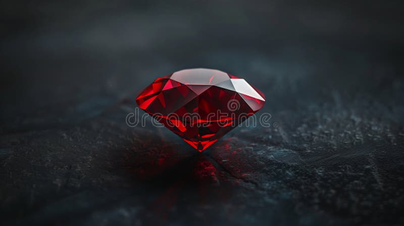 Closeup of Shiny Red Diamond on Dark Background with Beautiful Facets ...