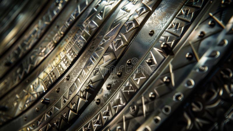 A Closeup of a Shiny Silver Rotor Blade with Intricate Geometric ...