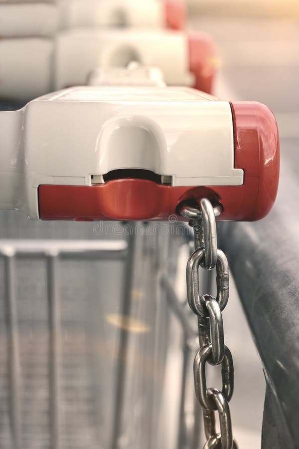 Closeup of a Shopping Trolley Locking System. Stock Image - Image of ...