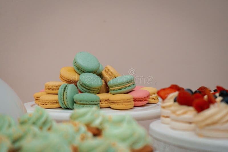 Closeup Shot of Aesthetic Sweet Macaroons on a Plate Stock Image ...
