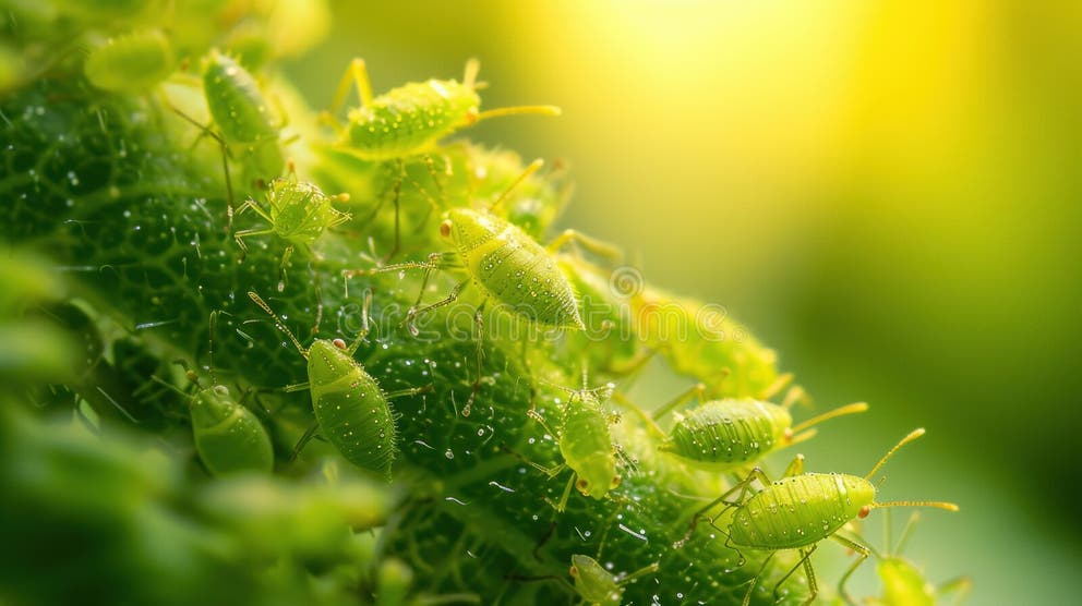 Closeup Shot of Aphid Infestation Macro Pest Stock Illustration ...