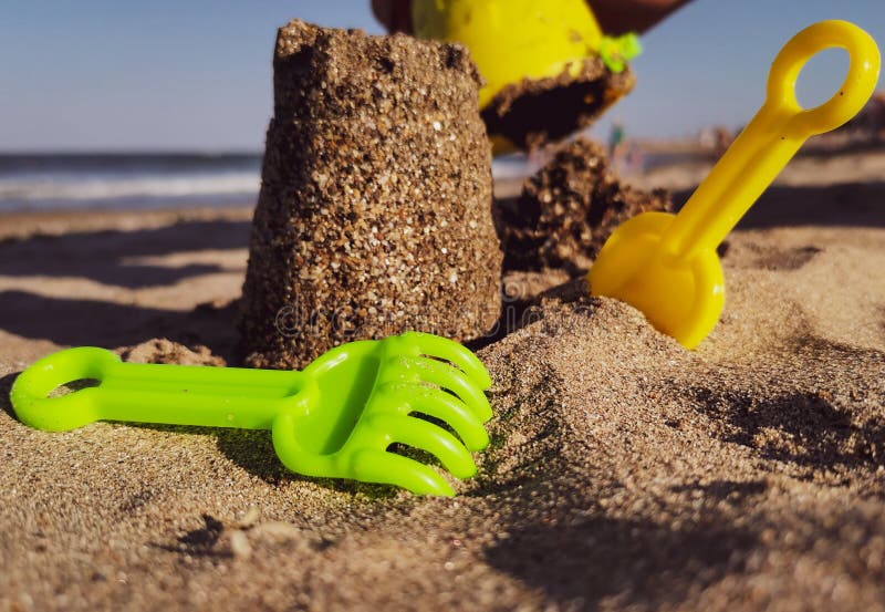 Closeup Shot of Beach Tools for Building Sandcastle on the Beach Stock ...