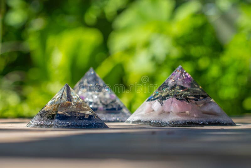 Closeup Shot of Beautiful Crystal Geode Mineral Pyramids on a Table ...