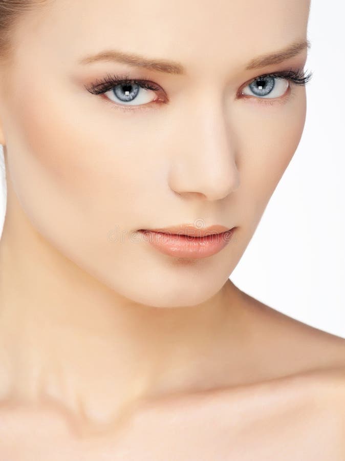 Beautiful Girl With Perfect Healthy Spotless Skin Natural Makeup