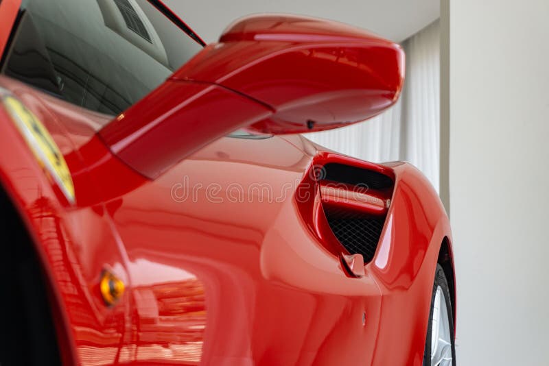 Closeup Shot of a Beautiful Red Ferrari 488 GTB Editorial Stock Image ...