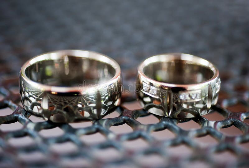 Closeup Shot of Beautiful Silver Wedding Rings Stock Image - Image of ...