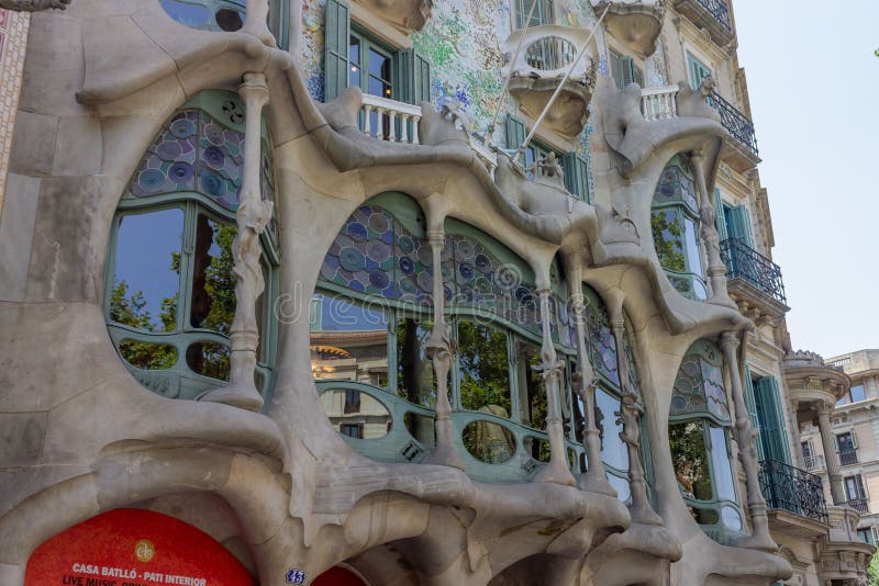 Closeup Shot of Beautiful Windows in the Facade of Casa Batllo in ...