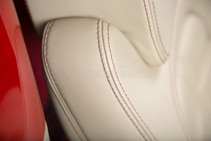 Closeup Shot of the Beige Leather Seat Texture of a Modern Car Stock ...
