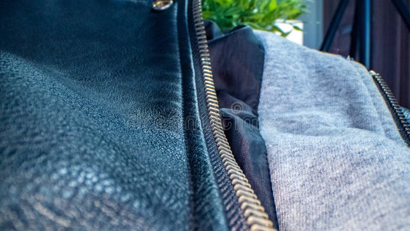 Closeup Shot of a Black Leather Jacket Stock Image - Image of retro ...