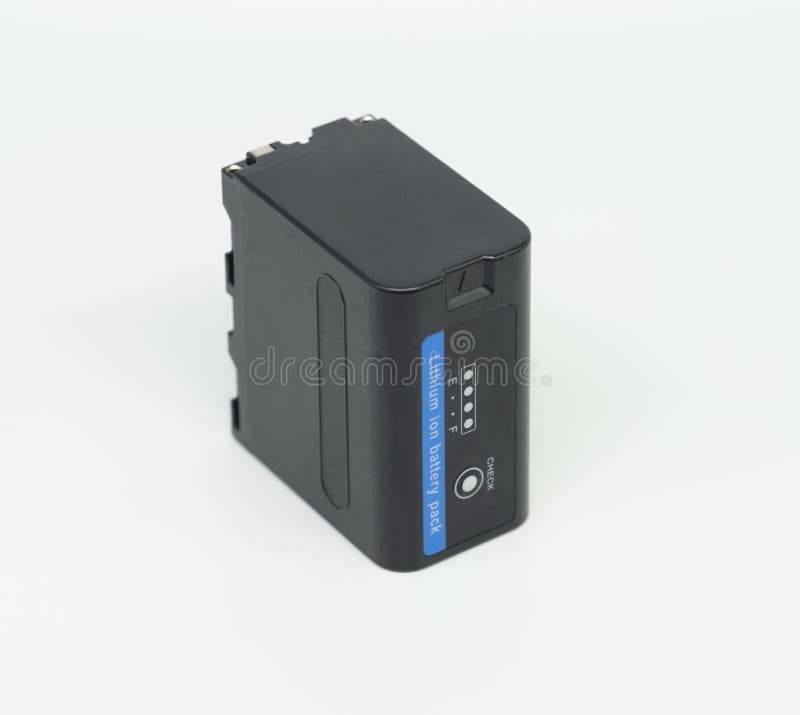 Closeup Shot of a Black Lithium Battery Pack on a White Background ...