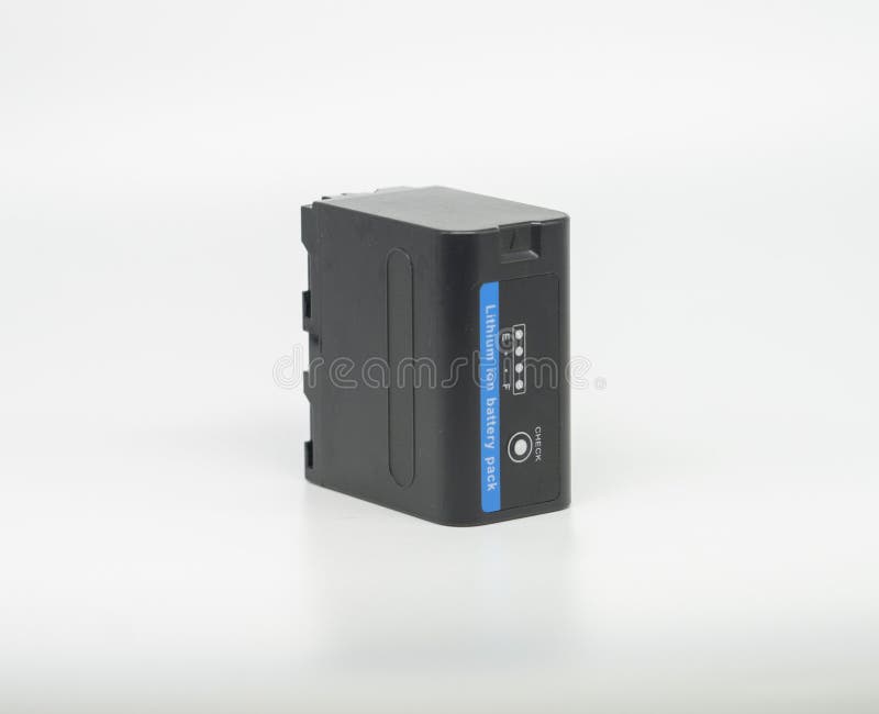 Closeup Shot of a Black Lithium Battery Pack on a White Background ...