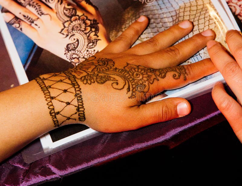 Closeup Shot of Black Mehndi Design on a Hand Stock Photo - Image of ...