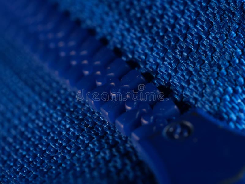 Closeup Shot of a Blue Cloth Zipper Stock Photo - Image of cotton ...