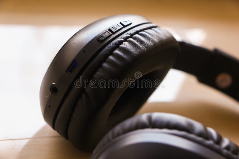Closeup Shot of a Bluetooth Headphone with Controls Stock Image - Image ...