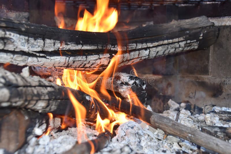 Closeup shot of bonfire stock photo. Image of fireplace - 193823900