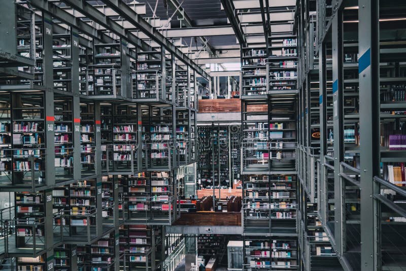 Closeup Shot of Bookshelves of Vasconcelos Library, Mexico Editorial ...