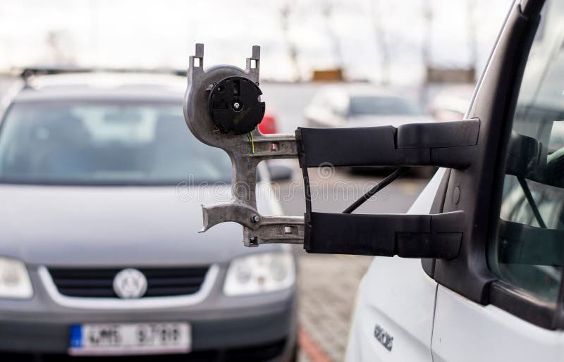 Closeup Shot of a Broken Van Rear-view Mirror with Blur Background ...