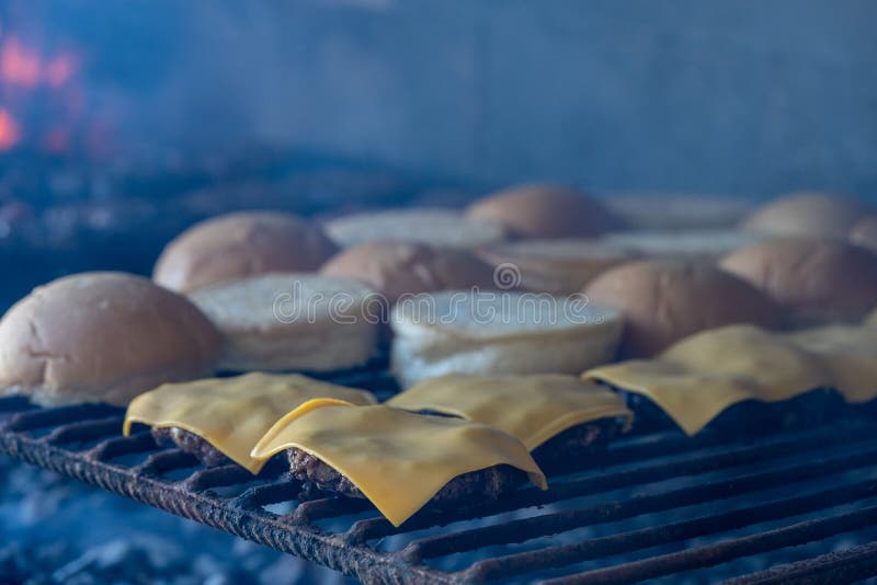 Closeup Shot of Burgers Making Process. Stock Image - Image of food ...