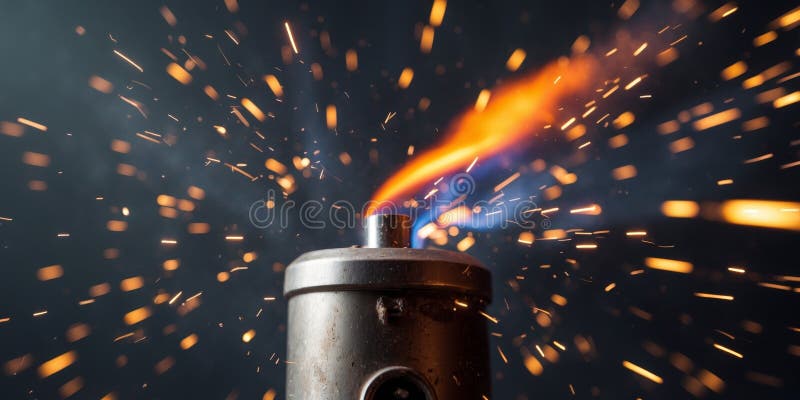 A Closeup Shot of a Burning Electric Torch with Sparks Flying Around ...