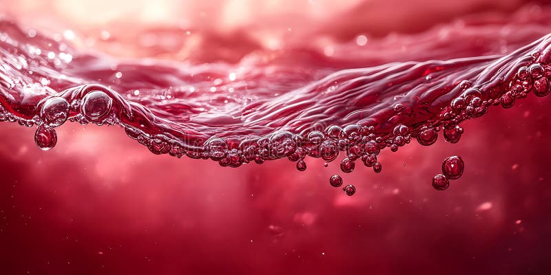 Abstract Red Liquid Wave with Bubbles Forming in Water for Artistic ...