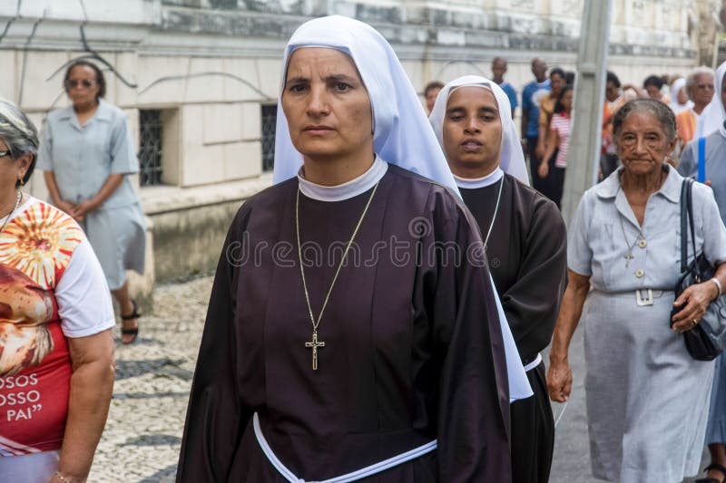 Closeup Shot of Catholic Nuns Walking in a Row Editorial Photography ...